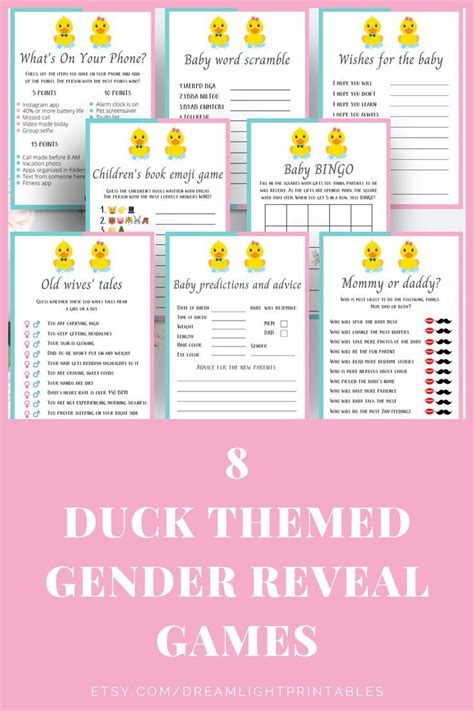 12 Printable Waddle It Be Gender Reveal Games Rubber Duck Etsy