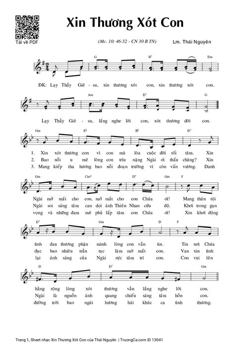 Sheet Xin Th Ng X T Con Pdf Sr Kim Loan L I H P M N T Nh C