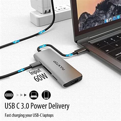 Pulwtop Usb C Hub Usb C Ultra Slim In Docking Station With K Hdmi Usb And Sd Micro Sd