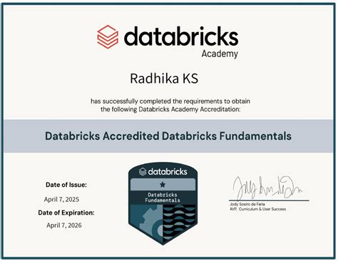 Im Thrilled To Share That I Have Successfully Earned The Databricks Fundamentals Certification