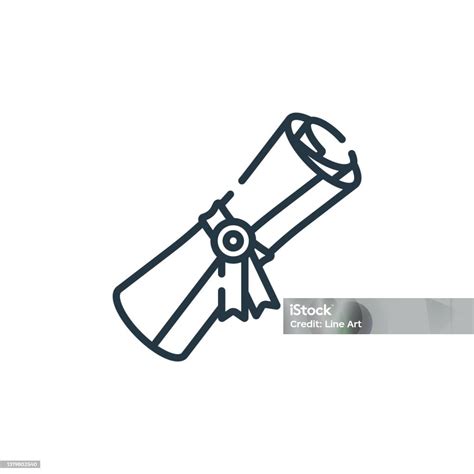 교육 개념에서 졸업장 아이콘 벡터 졸업장 편집 가능한 스트로크의 얇은 선 그림 웹 및 모바일 앱 로고 인쇄 미디어에 사용하기