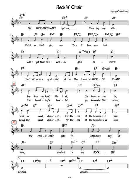 Rockin Chair Lead Sheet With Lyrics Sheet Music For Piano Solo
