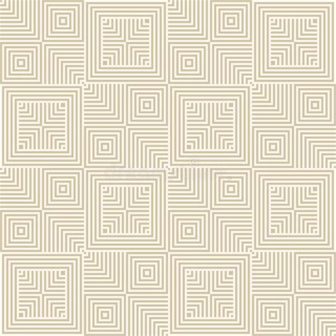 Vector Geometric Lines Seamless Pattern Golden Linear Squares Background Stock Vector