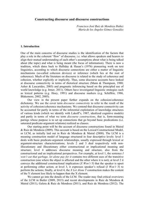 Pdf Constructing Discourse And Discourse Constructions