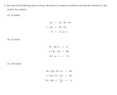 Solved For Each Of The Following Linear Systems Chegg Com