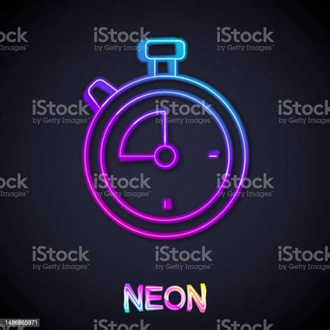 검은 색 배경에 고립 된 빛나는 네온 라인 스톱 워치 아이콘 시간 타이머 기호입니다 크로노미터 기호 벡터 0명에 대한 스톡 벡터 아트 및 기타 이미지 Istock