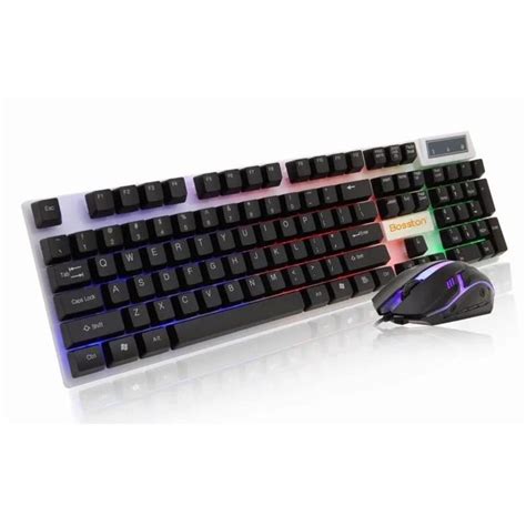 Gaming Keyboard Mouse Combos Wired For Desktop Laptop Computer With Single Rainbow Backlit With