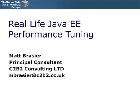 Real Life Java Ee Performance Tuning Ppt
