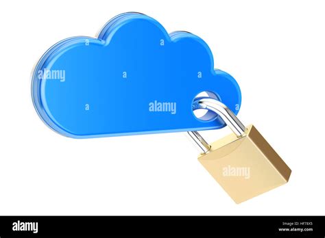 Computing Cloud With Padlock Security And Protection Concept 3d