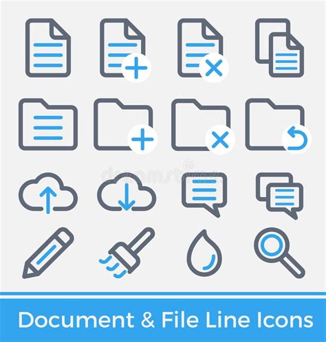 set of file and directory management line icons design stock vector illustration of file