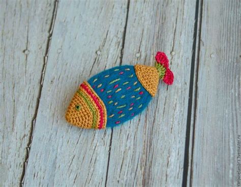 Броши ручной работы Ярмарка Мастеров ручная работа Купить Текстильная брошь Рыба Handmade