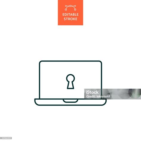 편집 가능한 스트로크가 있는 잠긴 컴퓨터 라인 아이콘 아이콘은 웹 디자인 모바일 앱 Ui Ux 및 Gui 디자인에 적합합니다 개념에 대한 스톡 벡터 아트 및 기타 이미지