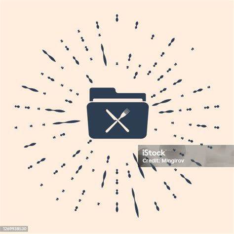 베이지 색 배경에 격리 된 폴더 아이콘 위에 검은 십자가 포크와 칼 레스토랑 기호 추상 원 임의점 벡터 일러스트레이션 가능성에 대한 스톡 벡터 아트 및 기타 이미지 Istock