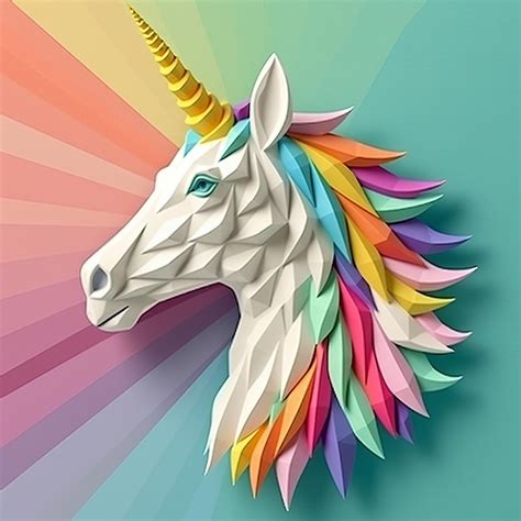 Premium Ai Image Unicorn Portrait Paper Style Generative Ai