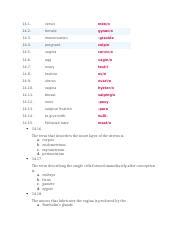 Learning Exercise 14 Docx 14 1 Cervix Men O 14 2 Female Gynec O 14 3 Menstruation Gravida