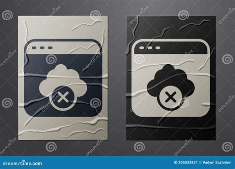 White Failed Access Cloud Storage Icon Isolated On Crumpled Paper Background Cloud Technology