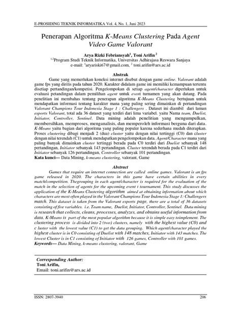 Penerapan Algoritma K Means Clustering Pada Agent Pdf