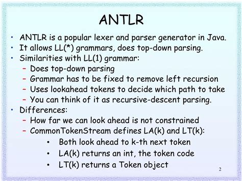 Ppt Compiler Design 15 Antlr Antlrworks Lexer And Parser Generator Powerpoint Presentation