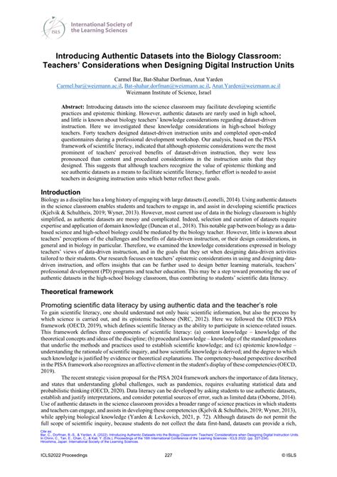 Pdf Introducing Authentic Datasets Into The Biology Classroom Teachers Considerations When