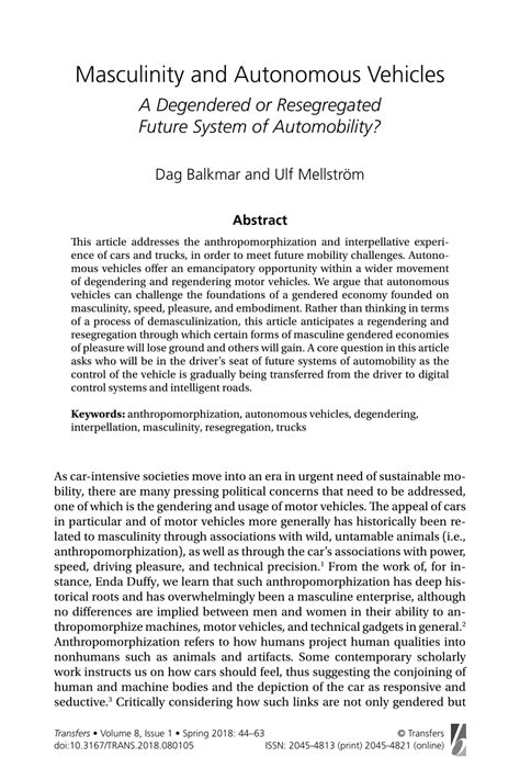 PDF Masculinity And Autonomous Vehicles