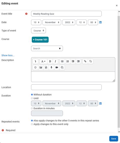 Create Calendar Event
