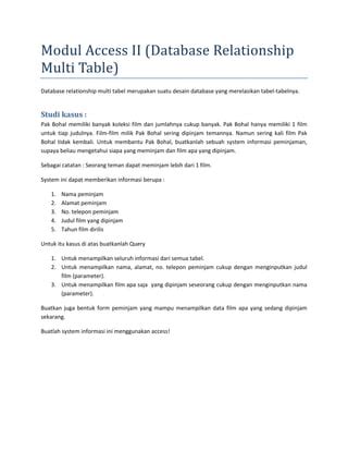 Database Relationship Multi Table MS Access 2007 PDF