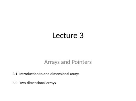 C Programming Arrays And Pointers Lecture Notes Computer