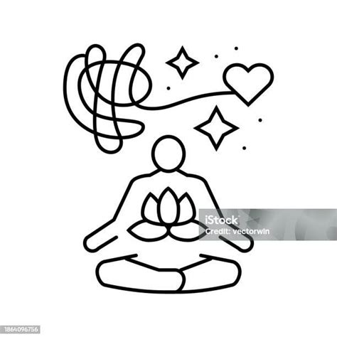 스트레스 해소 정신 건강 선 아이콘 벡터 일러스트 레이 션 Mental Wellbeing에 대한 스톡 벡터 아트 및 기타 이미지 Mental Wellbeing 낮