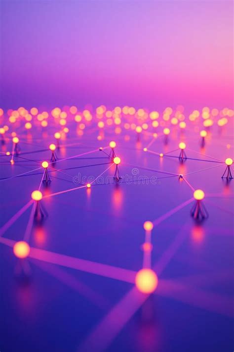 Abstract Network Visualization With Glowing Nodes And Connections