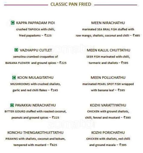Cassava Kochi Marriott Hotel Menu Zomato