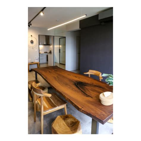 Solid Wood Slab Dining Table American Black Walnut Singapore Furniture Rental