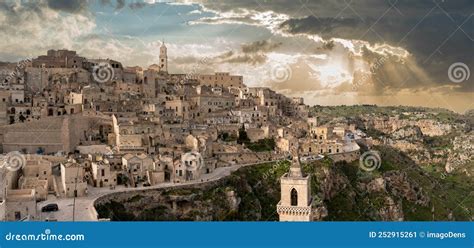 Panoramic View Of The Famous Sassi Di Matera Southern Italy Stock Image Image Of View