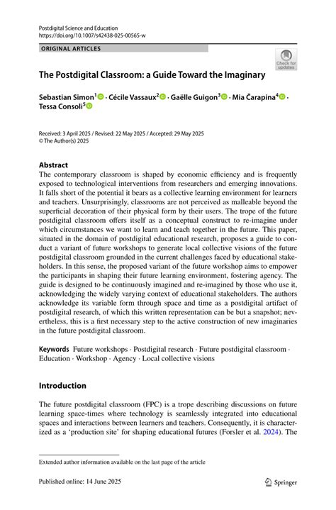 Pdf The Postdigital Classroom A Guide Toward The Imaginary