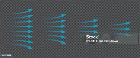 공기 흐름 공기 이동 방향을 보여주는 파란색 화살표 집합입니다 바람 방향 화살표 컨디셔너에서 푸른 차가운 신선한 스트림 투명한 배경에 격리된 벡터 일러스트 레이 션 가정