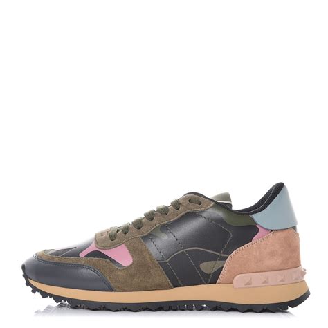 Valentino Garavani Nappa Suede Camouflage Womens Rockrunner Sneakers 37