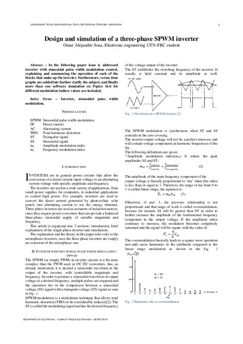 Pdf Design And Simulation Of A Three Phase Spwm Inverter