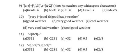 Solved Part Ii Regular Expression 1 Chose Matches For