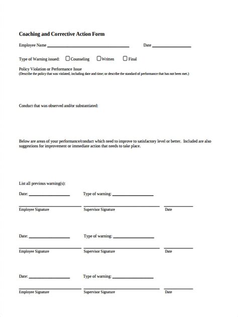 FREE Corrective Action Form Samples PDF MS Word Google Docs Excel