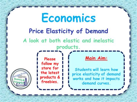 Price Elasticity Of Demand PED Microeconomics Elastic Inelastic Goods PPT Tasks
