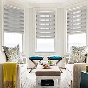 Amazon Com JILIDAO Zebra Roller Shades Cordless Zebra Window Shades Dual Layer Light Filtering