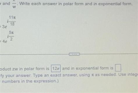 Answered And Write Each Answer In Polar Form And In Exponenti Algebra Kunduz