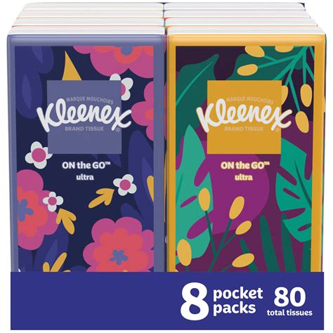 Kleenex On The Go Facial Tissues 8 On The Go Packs 10 Tissues Per Box