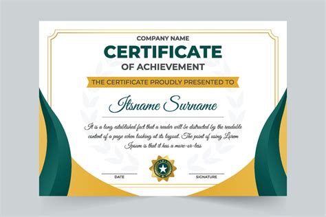 Certificate Of Achievement And Diploma Design With Golden And Green Colors Special Award