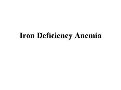 Classification Of Anemias Anemia Is Defined As Decrease