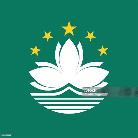 마카오 국기 플래그 아이콘입니다 표준 색상 사각형 깃발입니다 컴퓨터 일러스트레이션 디지털 일러스트레이션 벡터 일러스트 레이 션입니다 0명에 대한 스톡 벡터 아트 및 기타