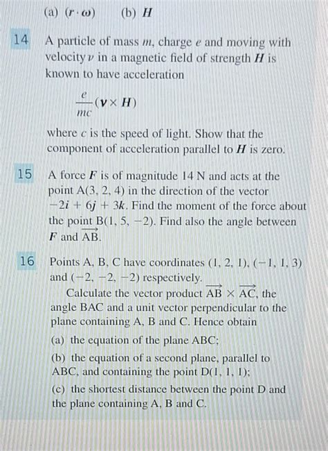 Solved a rω b H 14 A particle of mass m charge e Chegg com