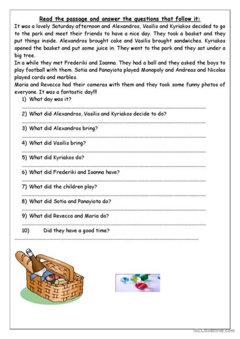 1215 Reading Comprehension A1 English Esl Worksheets Pdf