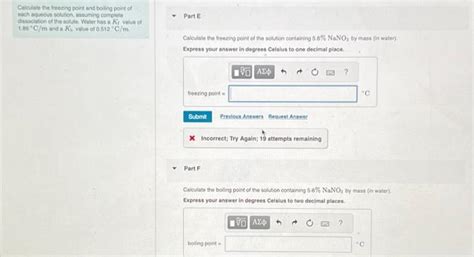 Solved Calculate The Freezing Point And Boiling Point Of Chegg