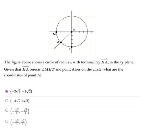 Solved The Figure Above Shows A Circle Of Radius 4 With Terminal Ray