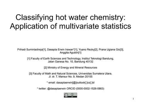Classifying Hot Water Chemistry Application Of Multivariate Statistics Ppt